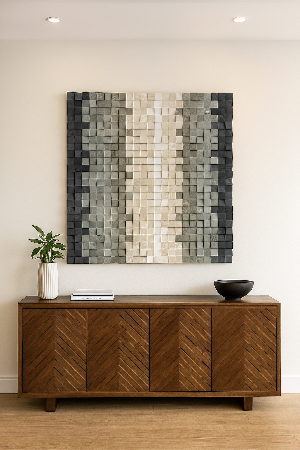 Premium Handmade Wooden Wall Sculpture – Modern Geometric Wood Art ...
